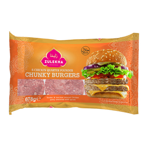 Zulekha Chicken Quarter Pounder Burgers 678g (6 Pieces) - Eurocross