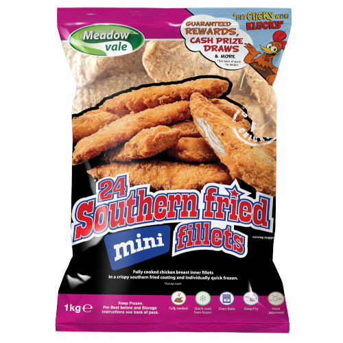 Meadowvale Southern Fried Chicken Mini Fillets 1kg - Eurocross