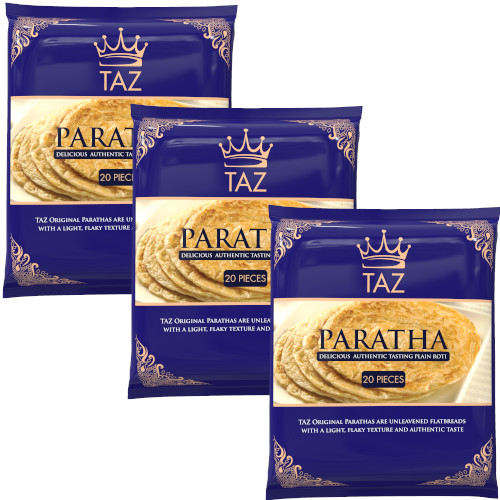 3 X Taz Plain Paratha Family Pack 1.6kg - Eurocross